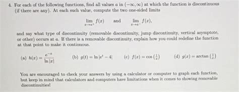 solved 4 for each of the following functions find all