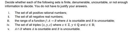 solved decide whether each of the following sets is finite