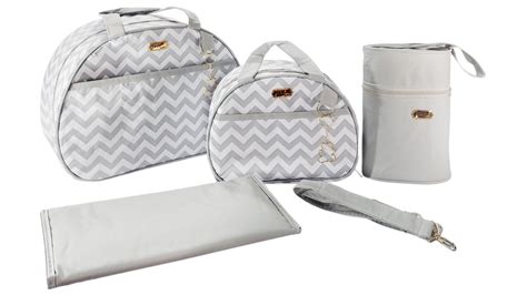 Kit Bolsa Maternidade Pe As Zig Zag Cinza Elo