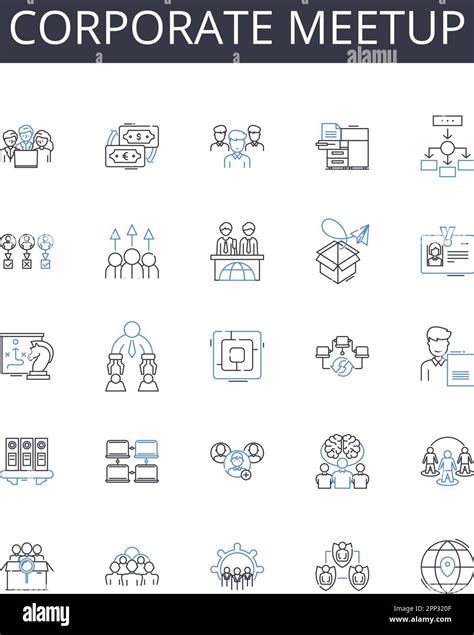 Corporate Meetup Line Icons Collection Business Conference Executive