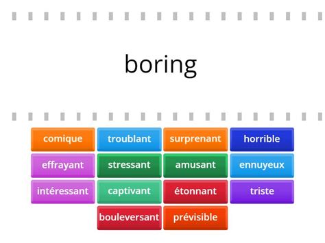 Les adjectifs pour décrire les films Find the match