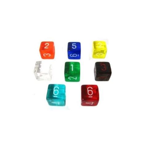Chessex 29906 6 Sided Dice Numbered Translucent With A Tip Angle Aster Wargame