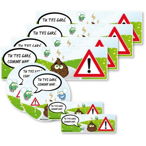 Lot de 8 autocollants de stationnement Garé comme une merde Stickers