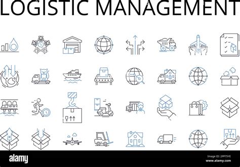 Logistic Management Line Icons Collection Supply Chain Distribution
