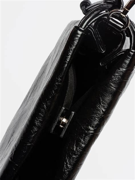 Bandolera Lace Efecto Cuero Negro Niquel Prüne