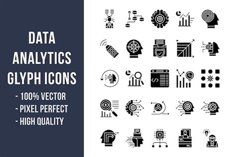 Premium Vector Data Analytics Glyph Icons