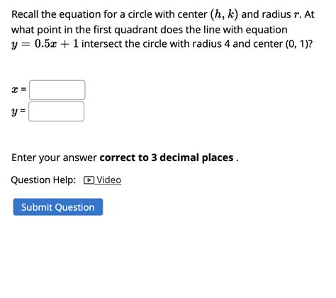 solved recall the equation for a circle with center h k
