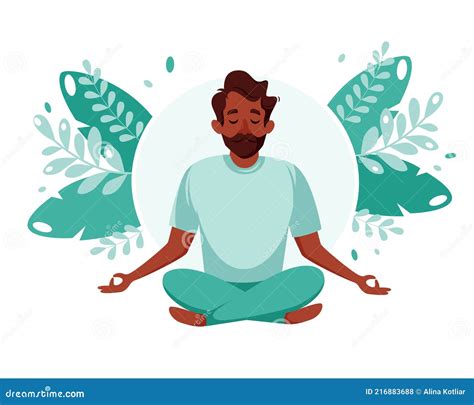 Hombre Negro Meditando Estilo De Vida Saludable Yoga Meditación Relax