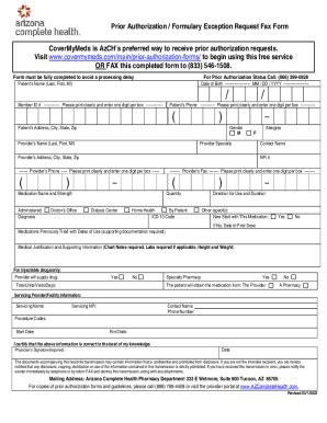 Fillable Online Prior Authorization Formulary Exception Request Fax