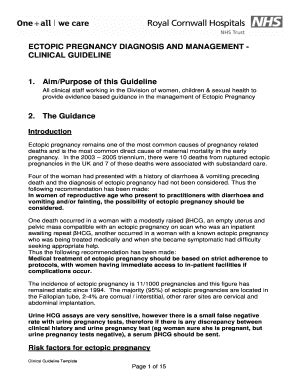 Fillable Online Rcht Nhs Ectopic Pregnancy Guideline Guidance For