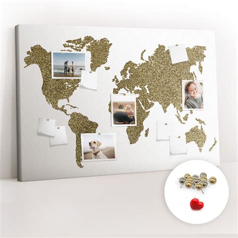 Organizer na ścianę XXL Tablica Korkowa 120x80 cm Mapa świata