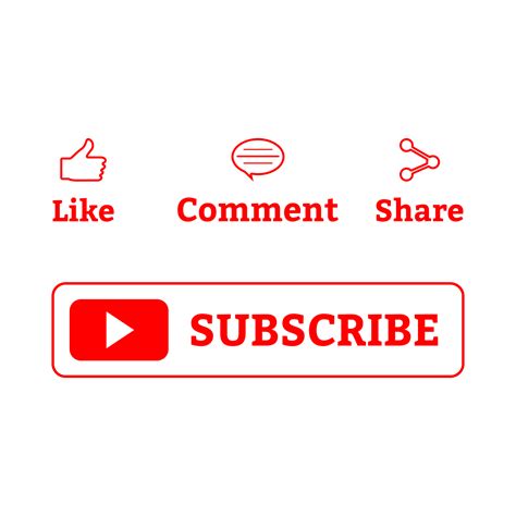 Red Subscribe Button PNG Image With Like Comment And Share Icons