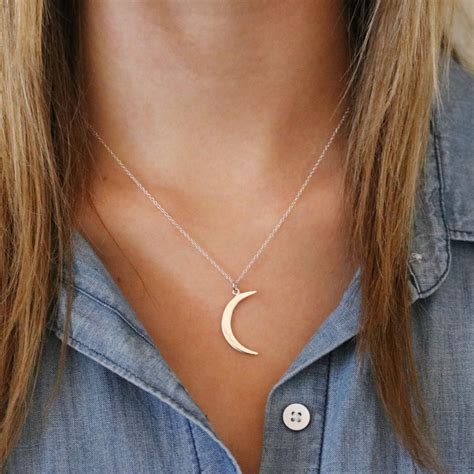Crescent Moon Necklace Large Sterling Silver Crescent Moon Etsy