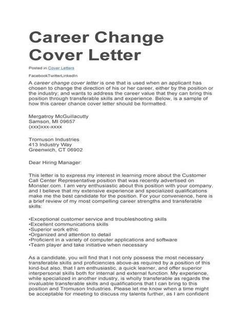 40 Best Career Change Cover Letter Examples Templates RedlineSP