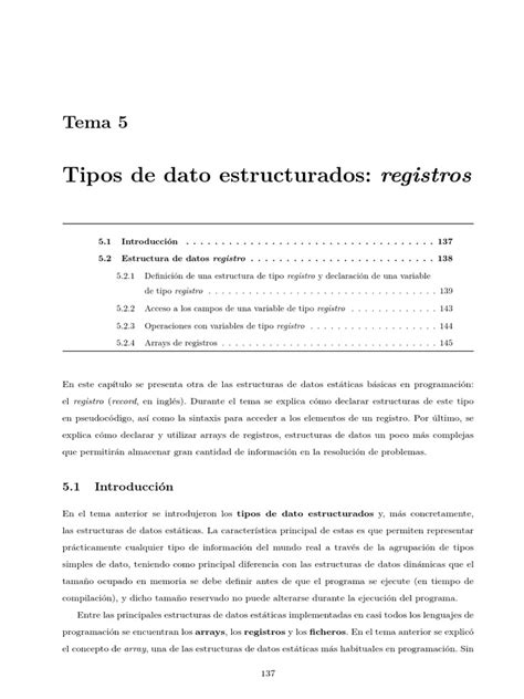 tema 5 pdf estructura de datos de matriz algoritmos