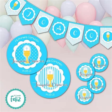 Kit Imprimible Primera Comunión Nene varón Personalizado en venta en