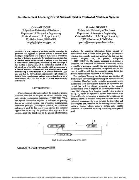 pdf reinforcement learning neural network used in control of nonlinear systems