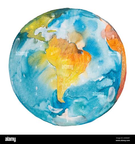 South America On The Globe Earth Planet Watercolor Stock Photo Alamy