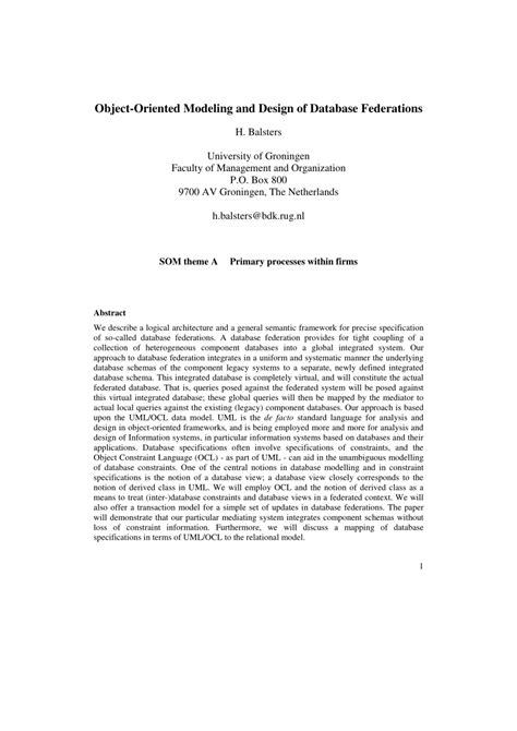 pdf object oriented modeling and design of database federations