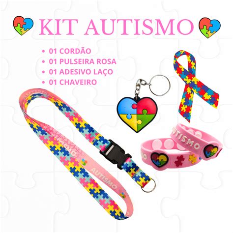 KIT AUTISTA AUTISMO PULSEIRA AUTISMO CORDÃO AUTISMO DUPLA FACE ROSA