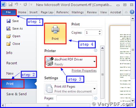 How To Print Rtf To Pdf Verypdf Knowledge Base