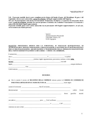 Gara Con Procedura Aperta Per L Affidamento Di Un Doc Template PdfFiller