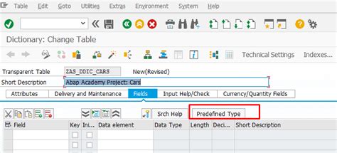 how to create a database table abap academy