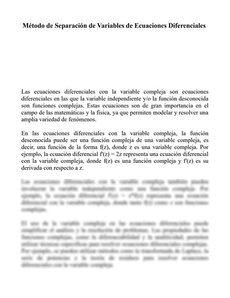 SOLUTION M Todo De Separaci N De Variables De Ecuaciones Diferenciales