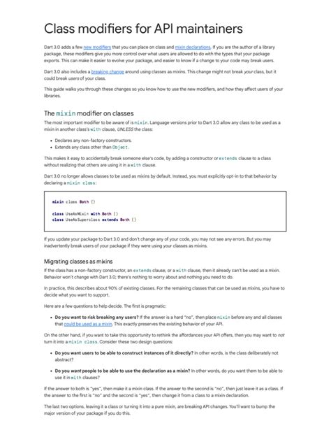 class modifiers for api maintainers dart download free pdf class computer programming