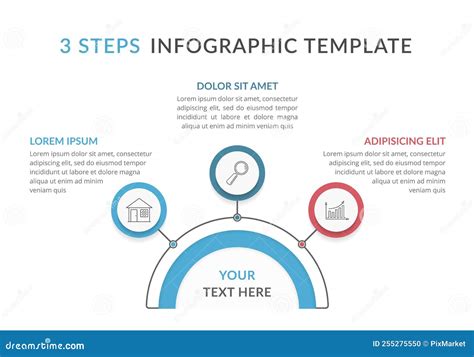 Infographic Template With 3 Steps Stock Vector Illustration Of