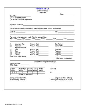 Fillable Online FORM VAT C1 See Rule 35 L CHALLAN Date Scroll No To