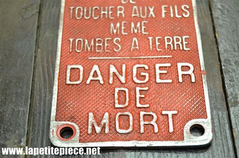 Plaque Chemins de Fer Défense absolue de toucher aux fils Danger de