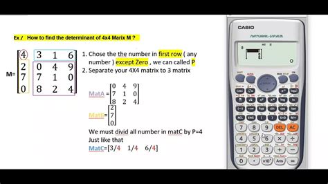 how to find the 4x4 matrix determinant by calculator casio 991 es plus چاوا ديترمنتێ