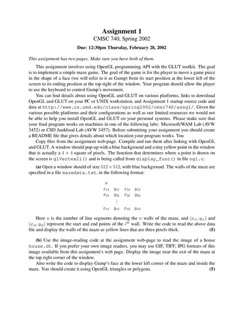 assignment 1 spring 2002 advanced computer graphics review notes cmsc 740 docsity