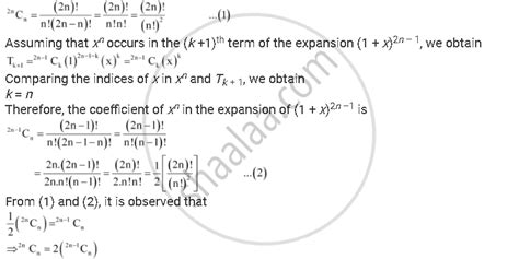 prove that the coefficient of xn in the expansion of 1 x 2n is twice the coefficient of xn in