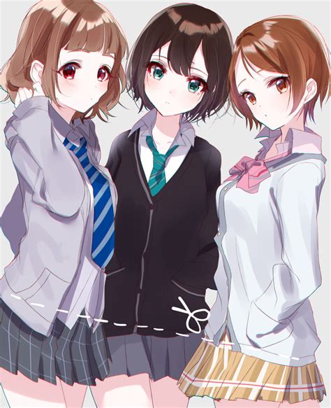Safebooru Bangs Black Cardigan Black Hair Blue Neckwear Blush Bow Bowtie Brown Eyes Brown Hair
