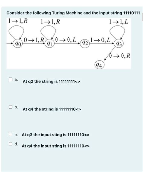 solved consider the following turing machine and the input
