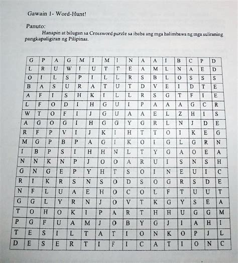 Gawain Hanapin At Bilugan Sa Crossword Puzzle Sa Ibaba Ang Halimbawa