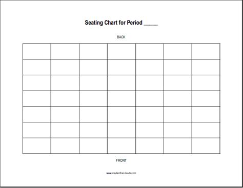 7 X 7 Horizontal Classroom Seating Chart Student Handouts