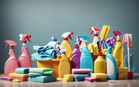 Premium Ai Image Detergents And Cleaning Products Lying On The Table For Cleaning Around The House