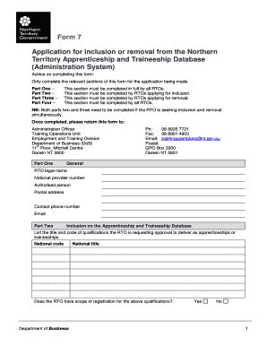 Fillable Online Form 7 Application For Inclusion Or Removal From The