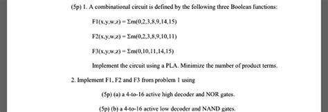 solved a combinational circuit is defined by the following three boolean functions f1 x y w z