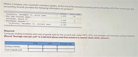 Solved Nittany Company Uses A Periodic Inventory System At Chegg