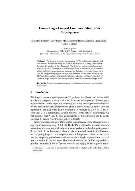 pdf computing a longest common palindromic subsequence