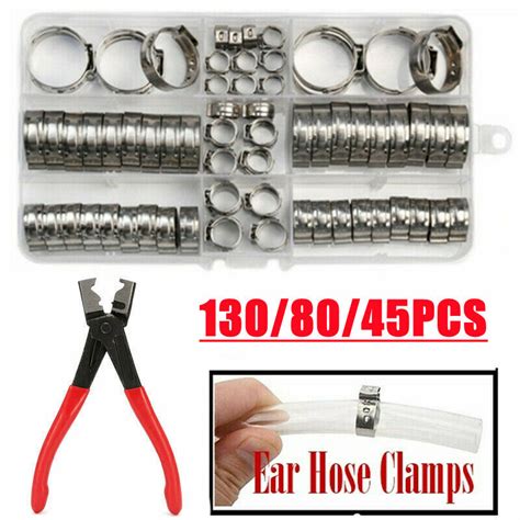 130 80X Hose Clamp Single Ear Stainless Steel Clip Crimp Air Water Fuel