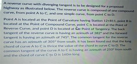 solved a reverse curve with diverging tangent is to be