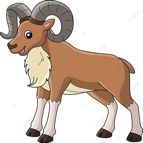 Urial Animal Desenho Animado Colorido Clipart Ilustração Imagem Ovelha