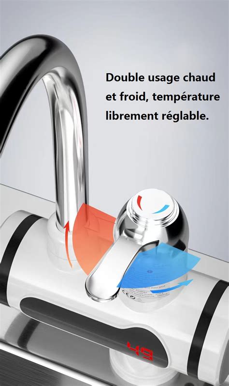 Robinet Chauffe Eau Instantané Electrique 220V 3000W Robinet Chauffant