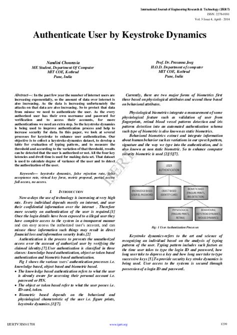 pdf ijert authenticate user by keystroke dynamics ijert journal