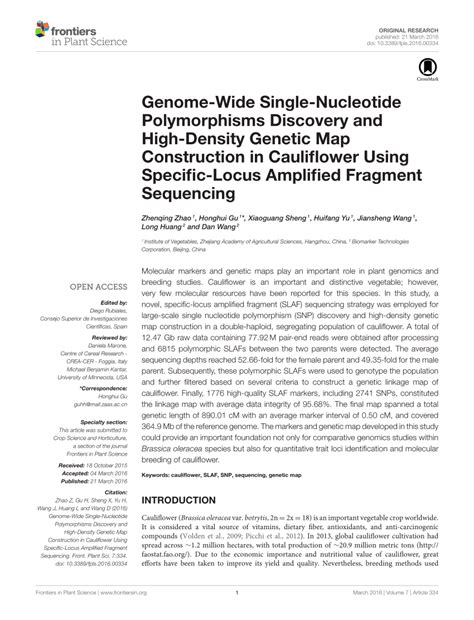 pdf genome wide single nucleotide polymorphisms discovery and high density genetic map